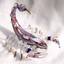 Blue Maroon SCORPION hand blown art glass figure 4 inch gold trim ...