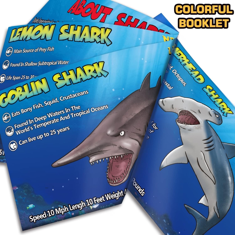 8 Pack Shark Toys with Educational Booklet, Soft Plastic Realistic ...