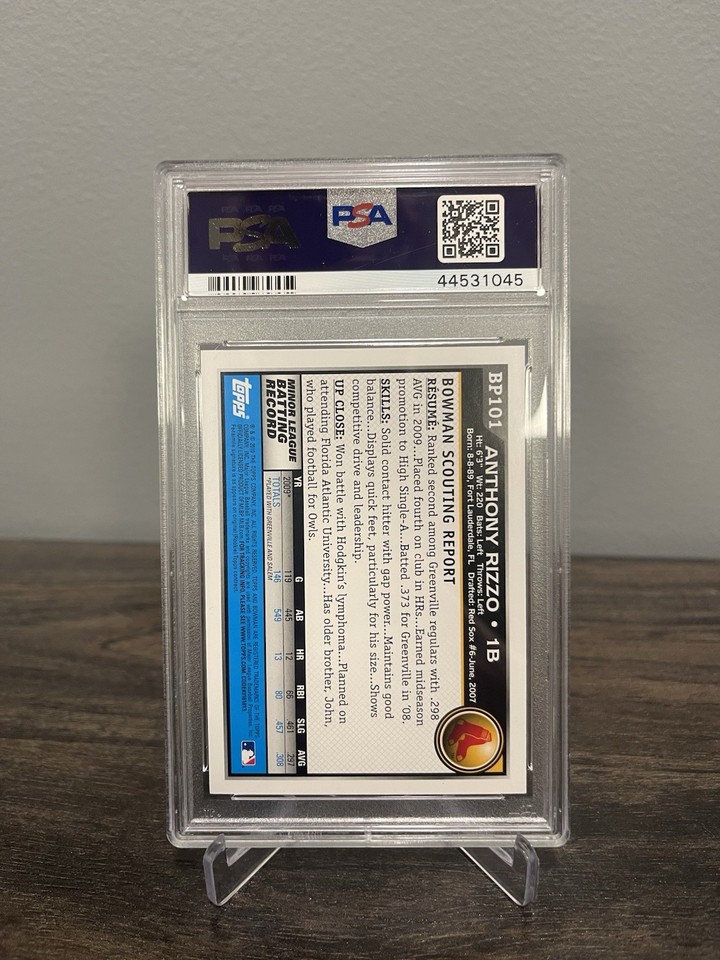 ANTHONY RIZZO 2010 Bowman Prospects BLACK Parallel #BP101 1st Card Red ...