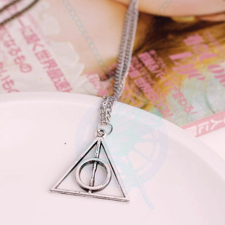 Harry Potter Deathly Hallows Alloy Charms Pendants Triangle Long Chain ...