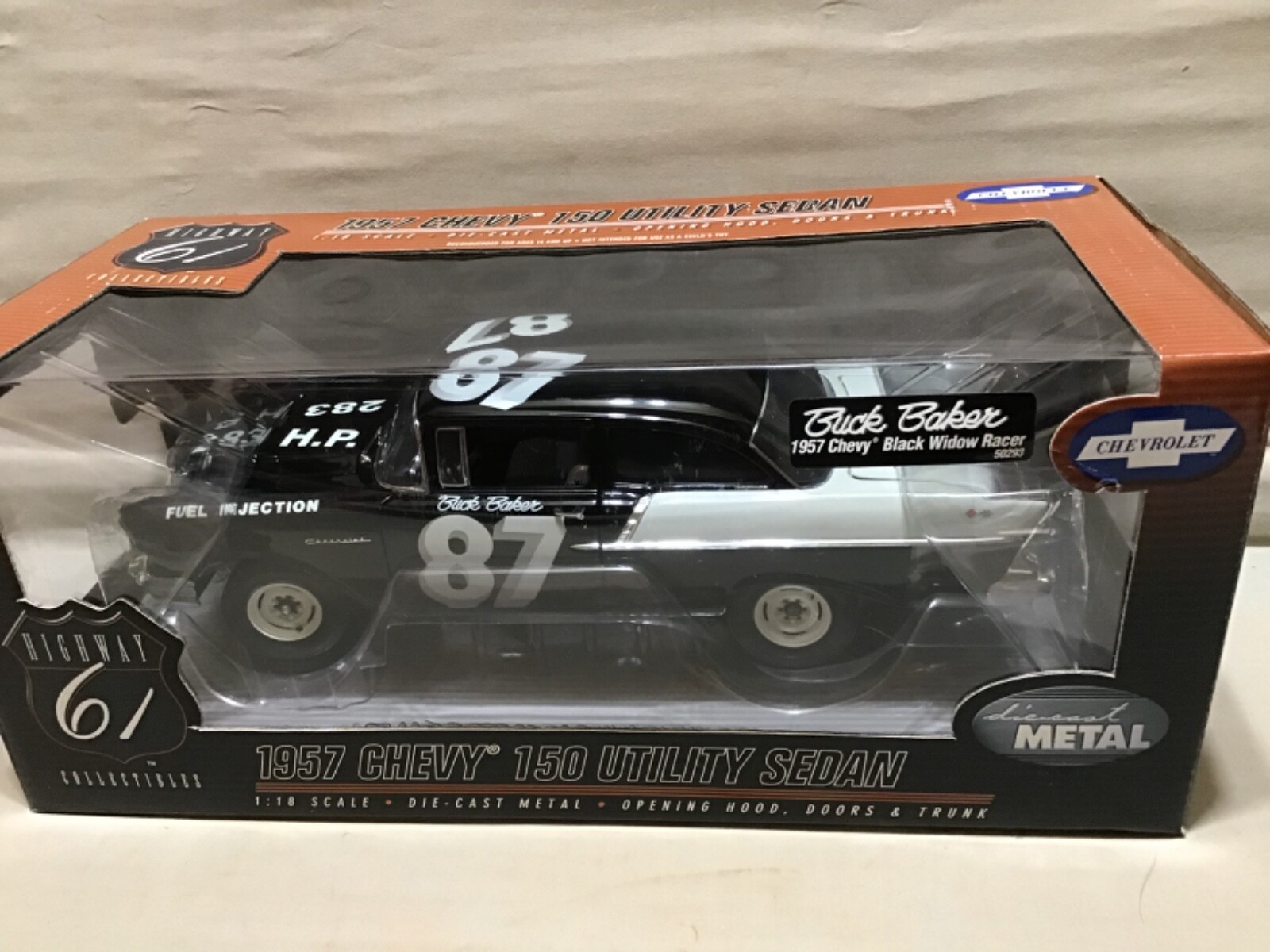 BUCK BAKER #87 1957 CHEVROLET 150 SEDAN BLACK WIDOW RACER 50293 HIGHWAY ...