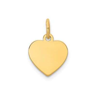 14k Yellow Gold 16mm x 10mm Small Plain Engravable Heart Disc Charm | eBay