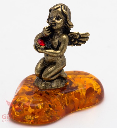 Solid Brass Amber Figurine of Angel Cupid Sitting IronWork | eBay
