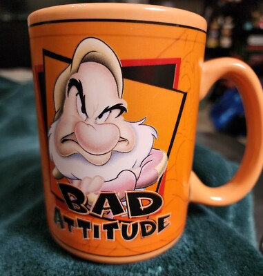 GRUMPY Dwarf DISNEY Orange 12 oz. Coffee /Tea MUG Cup Bad Attitude | eBay