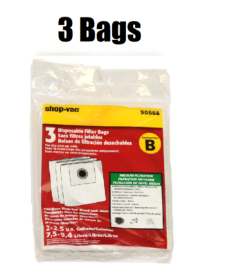 Genuine Shop Vac Style B Vacuum Bags 9066800 All Around Vac 2 to 2.5 ...