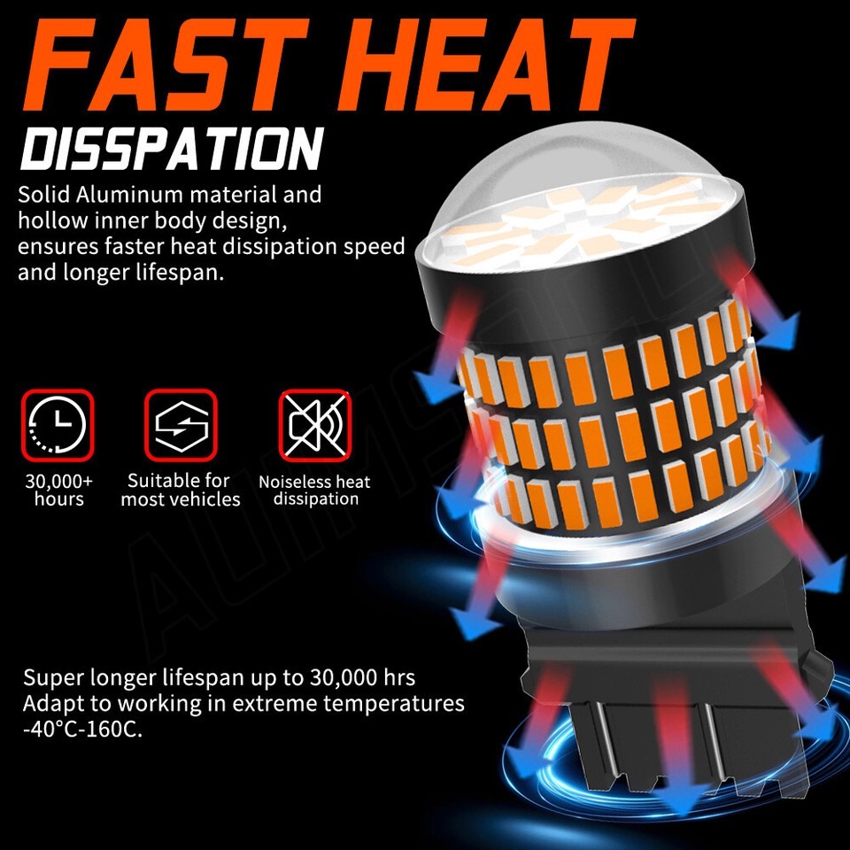 3157 3156 LED Turn Signal Light Bulbs Amber CANBUS Anti Hyper Flash ...