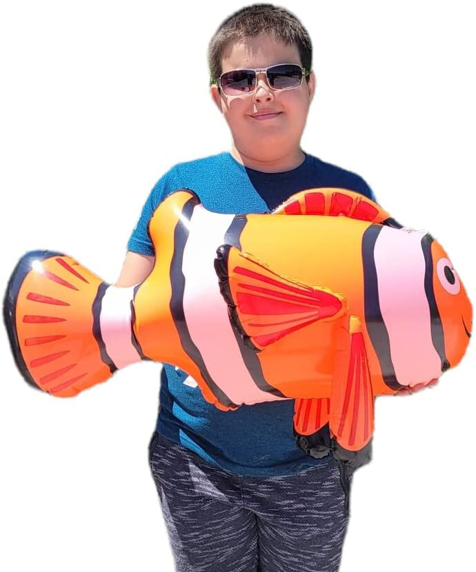 Large Colorful Inflatable Clown Fish (26") Vinyl. Sea Creature Party ...