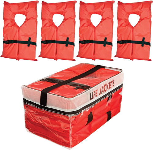Absolute Outdoor Kent Clear Storage Bag with Type II Life Jackets, 4 ...
