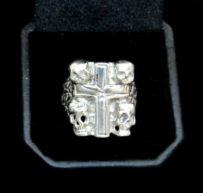 STERLING SILVER SKULL & CROSS RING #19G200411 | eBay