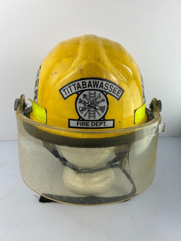 Vintage Bullard Firedome FX Fire Fighter Helmet w/ Visor Neck Flap Dept ...