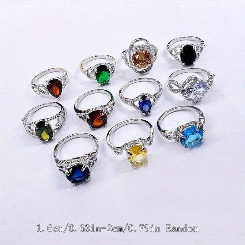 25/50Pcs Wholesale Colorful Crystal Mixed Ring Bulk Finger Band Ring ...