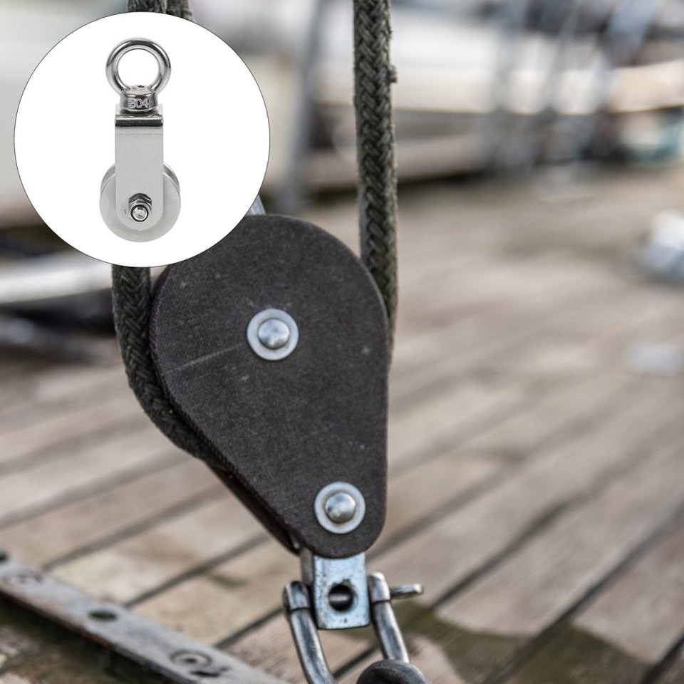 Single Pulley Wheel Swivel Hook Stainless Steel Hoist Pulleys for ...