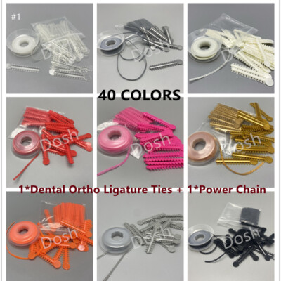 40 Colors Dental Ortho Elastics 1Power Chain 1 Ligature Ties Rubber ...