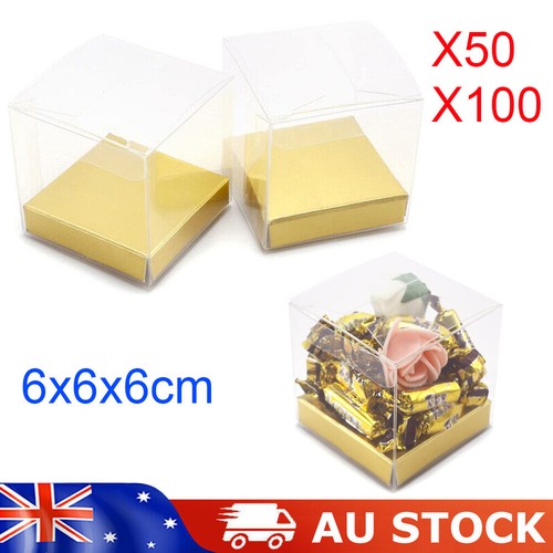 Clear PVC Boxes Macaron Square Cube Wedding Party Candy Gift Box With ...