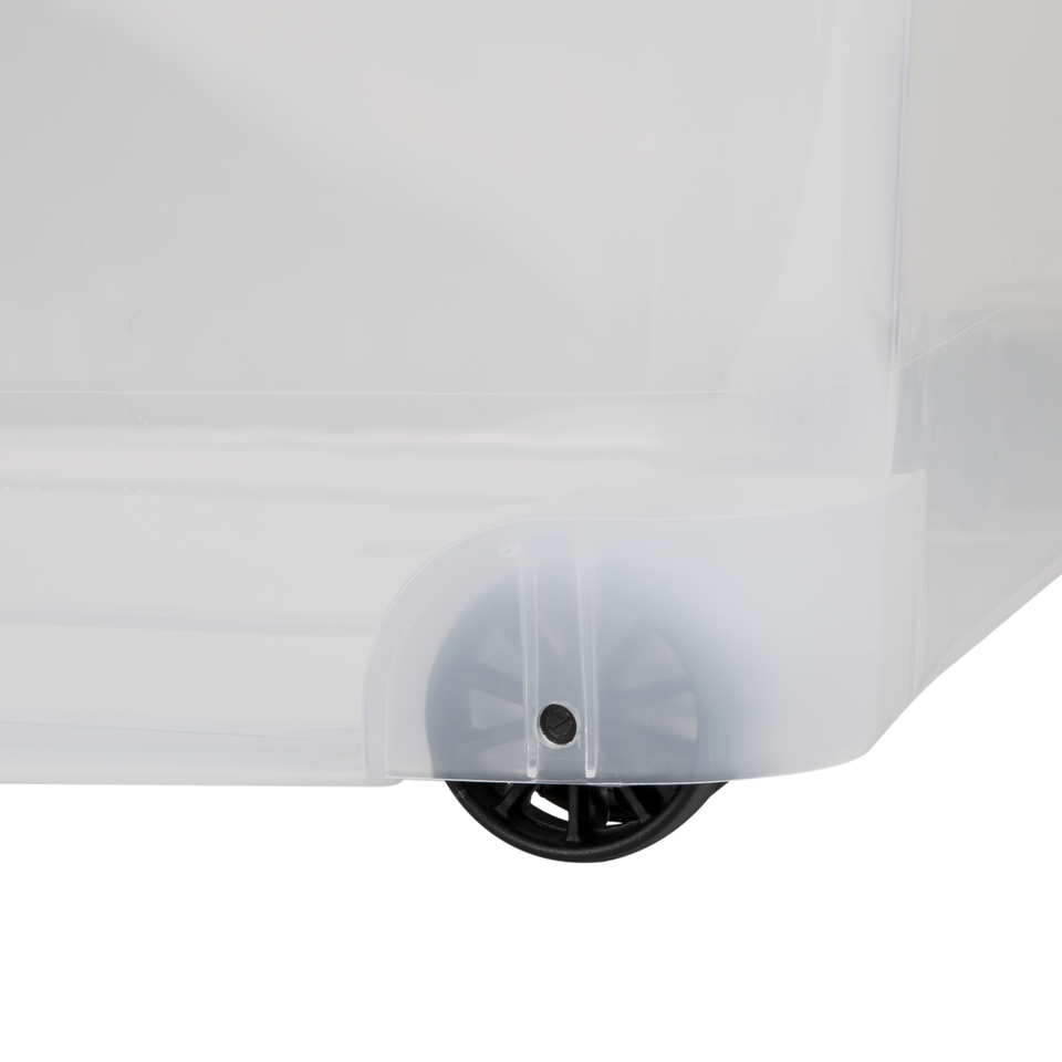 Storage Boxes With Wheels Lids Plastic 45L Stackable Home Office Clear ...