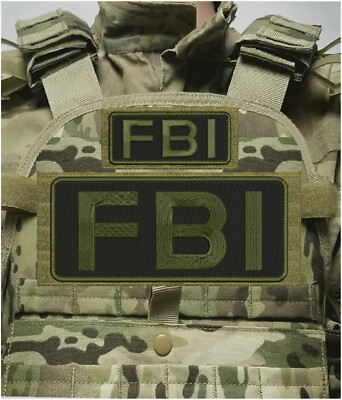 FBI Embroidery Patch 10x4 And 5x2'' Velcr@ On Back Od Green On Black | eBay