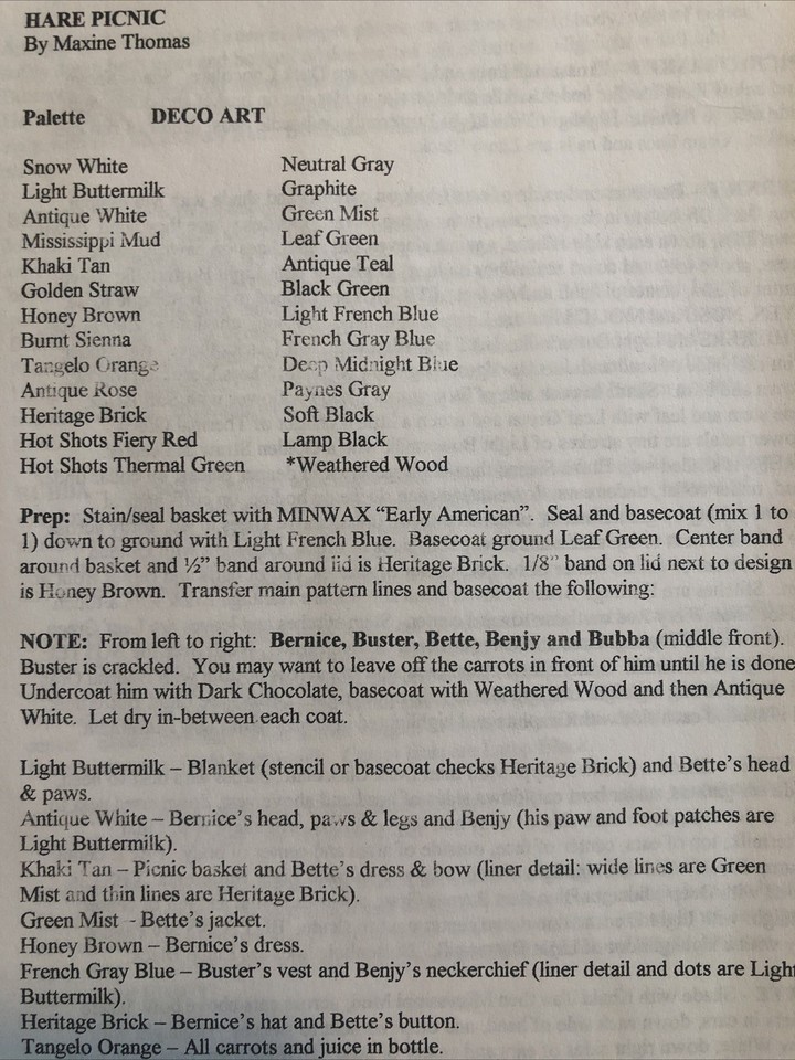 Tole Painting Pattern Packet: Hair Picnic by Maxine Thomas | eBay