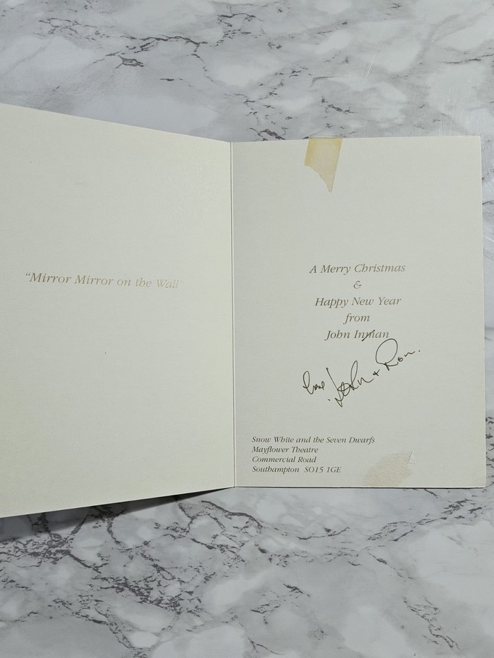Signed Christmas Card - John Inman & Ron Lynch - Snow White 1996 1997 ...