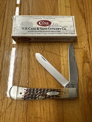 Case 00164 Peach Seed Jig Amber Bone Trapper Pocket Knife 21205001647| eBay