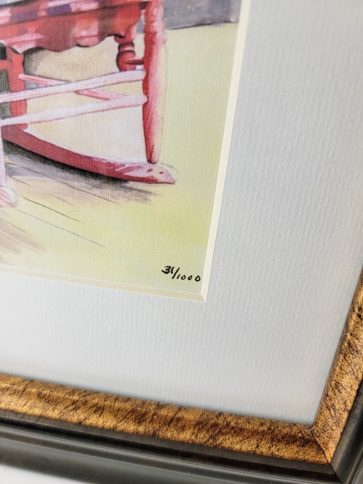 Dark Wood Framed Red Rocking Chair Signed Numbered Print 8” x 10 ...
