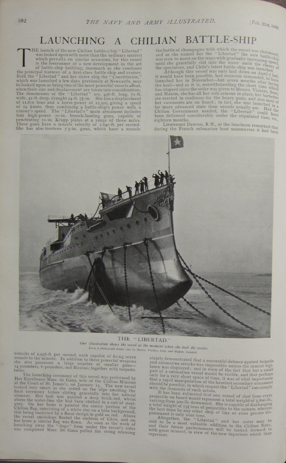 1903 Boer War Era Aufdruck ~ Start Chilian Battle-Ship Der Libertad | eBay