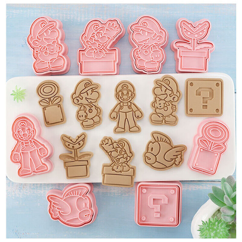 8Pcs Super Mario Cookie Mold Set Biscuit Cutters Baking Press Stamp ...