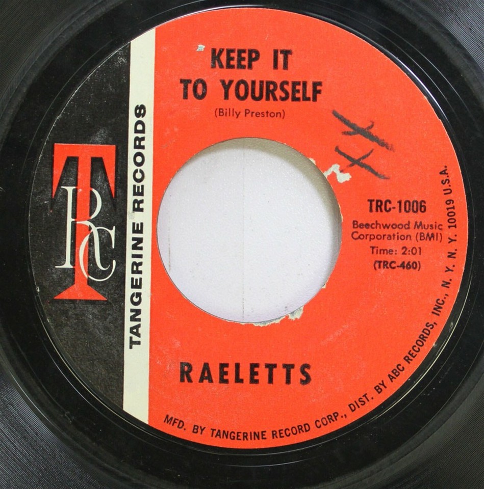 Hear! R&B 45 Raeletts - I Want To / Keep It To Yourself On Tangerine | eBay