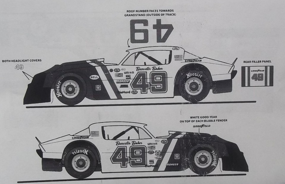 NASCAR DECAL #49 SIX-PACK 1981 DIRT TRACK CAMARO BREWSTER BAKER 1/24 ...