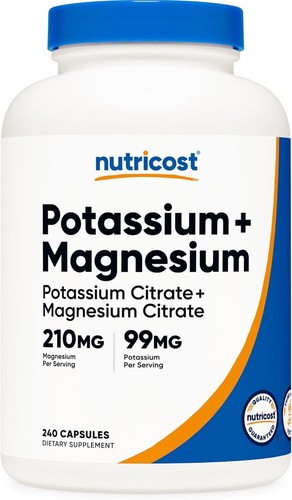 Nutricost 240 Capsules Magnesium (210 mg) Potassium (99 mg) and ...