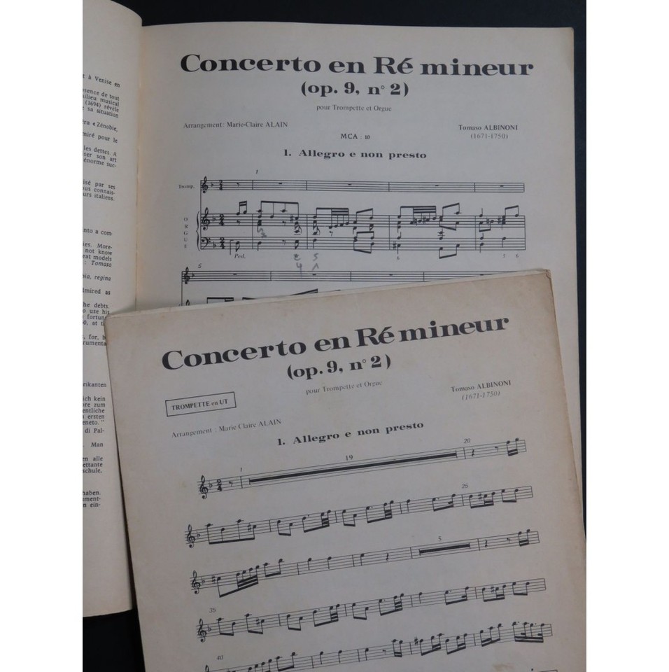 Albinoni Tomaso Concerto IN Op 9 No 2 Trompete Orgel 1970 | eBay