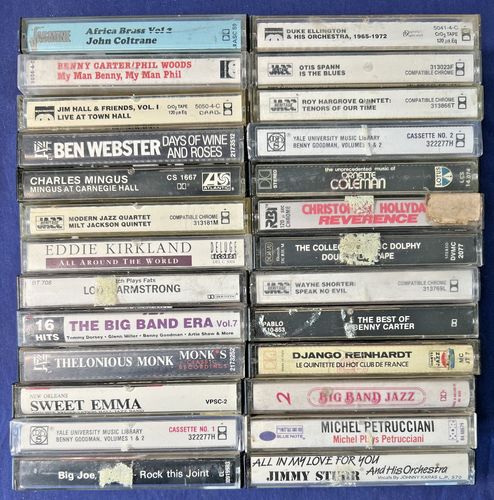 Lot of 26 JAZZ Cassette Tapes - Coltrane Monk Armstrong Django, swing ...