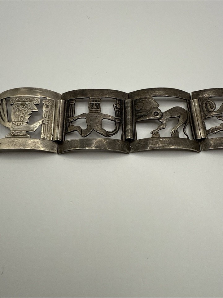 OL PERU STERLING PERUVIAN NATIVE DESIGNS PANEL BRACELET FINE SIGNED 925 ...