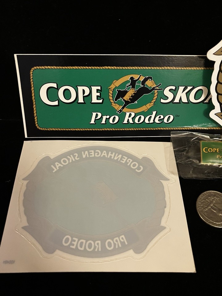 VTG Copenhagen SKOAL Pro Rodeo 2 Pins & 3 Stickers 1980’s PRCA Brand ...