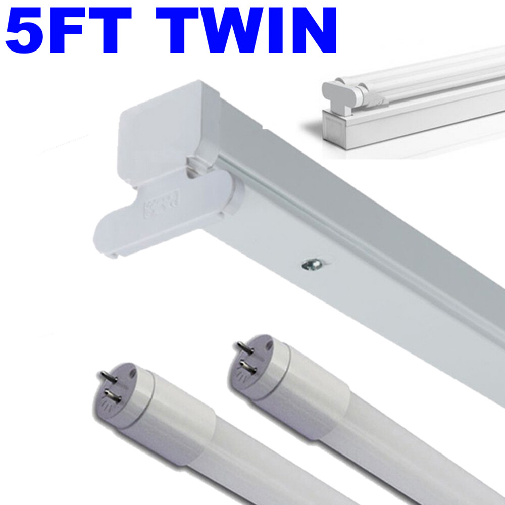 Single Twin T8 LED Batten Tube Fitting Fluorescent Double Wall Light ...