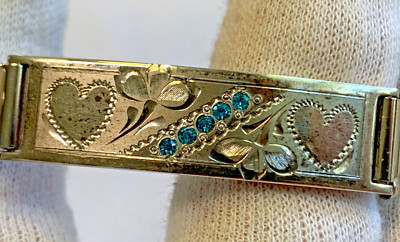 Vtg Silver Plated Sweetheart Stretch Bracelet 6.5" Fashion Jewelry ...