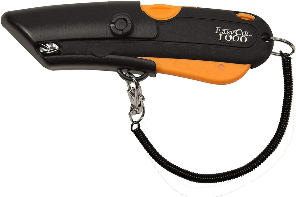 Easy Cut 1000 Orange Safety Box Knife Cutter Holster Lanyard with Extra ...