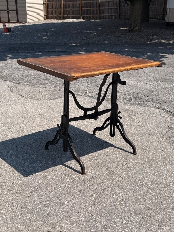 Antique Drafting drawing table cast iron original 1894 adjustable ...