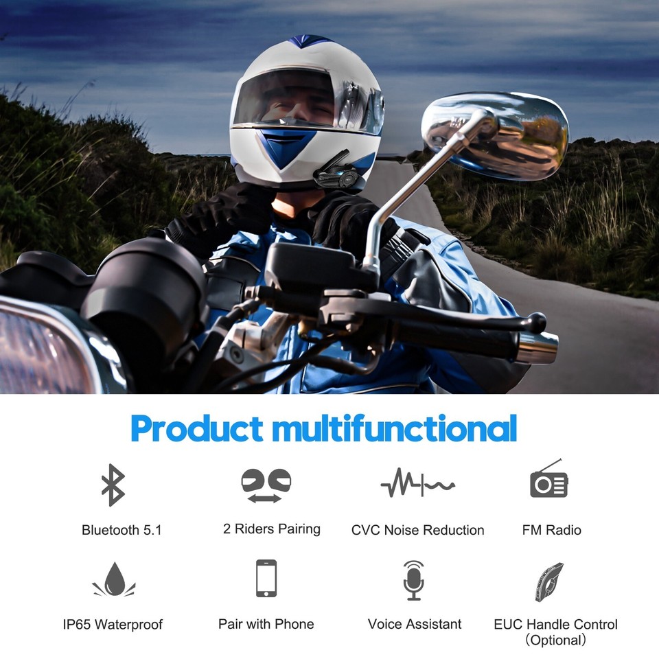 EJEAS Q2 Q7 Q8 Motorcycle Helmet Intercom Bluetooth Wireless Group ...