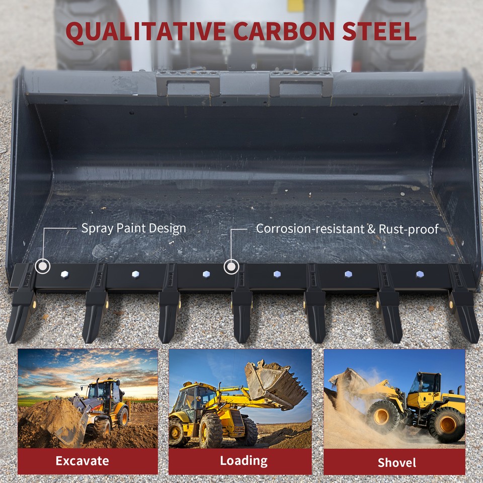 48"/60"/66"/72" Bucket Tooth Kit for Loader Tractor for Bucket ...