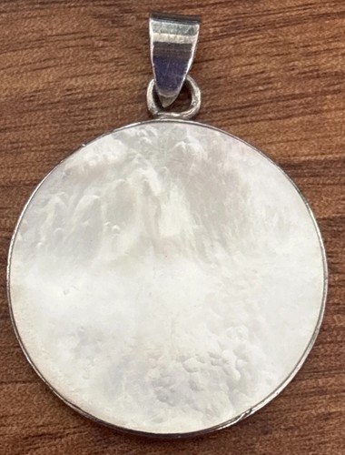 Silver 925 Mother of Pearl Disc Pendant Minimalist Round Charm | eBay