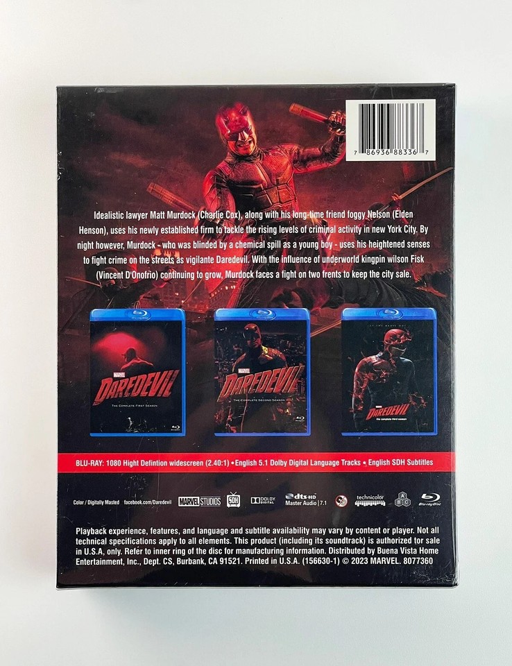 New Daredevil: The Complete Series Season 1-3[Blu-ray 9-Disc Set] TV ...