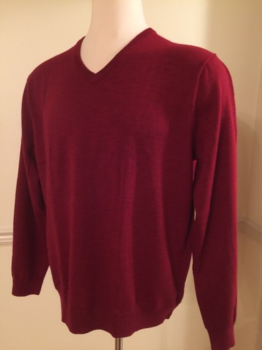 J. Crew 100% Merino Wool V Neck PULLOVER SWEATER Men's XL Dark Deep Red ...