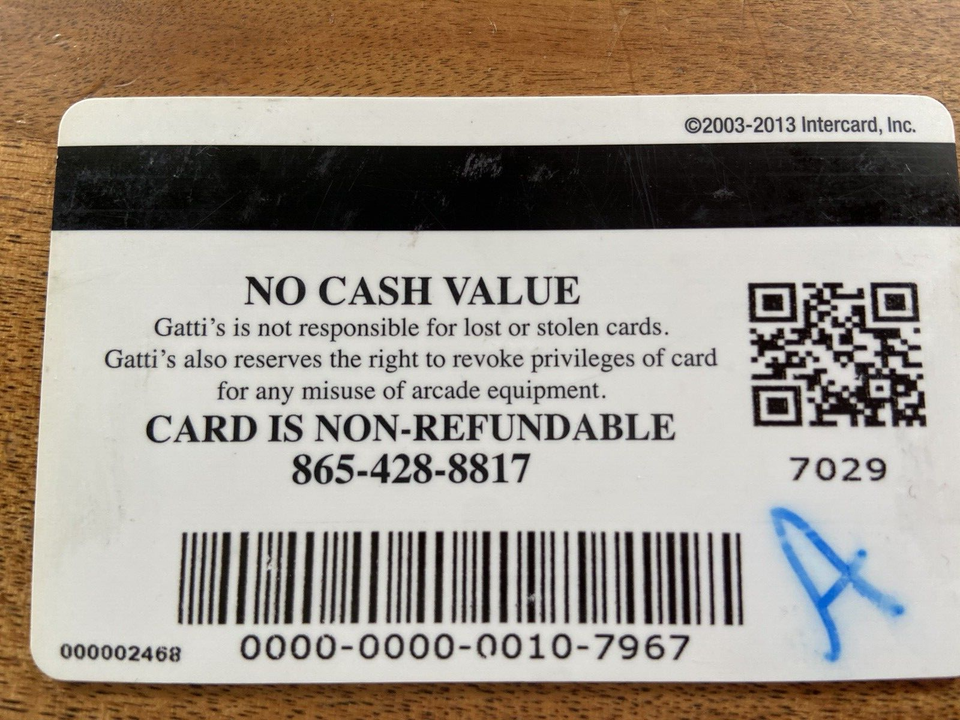 Vintage gatti's pizza Rewards Cash Arcade Game Card Sevierville TN | eBay