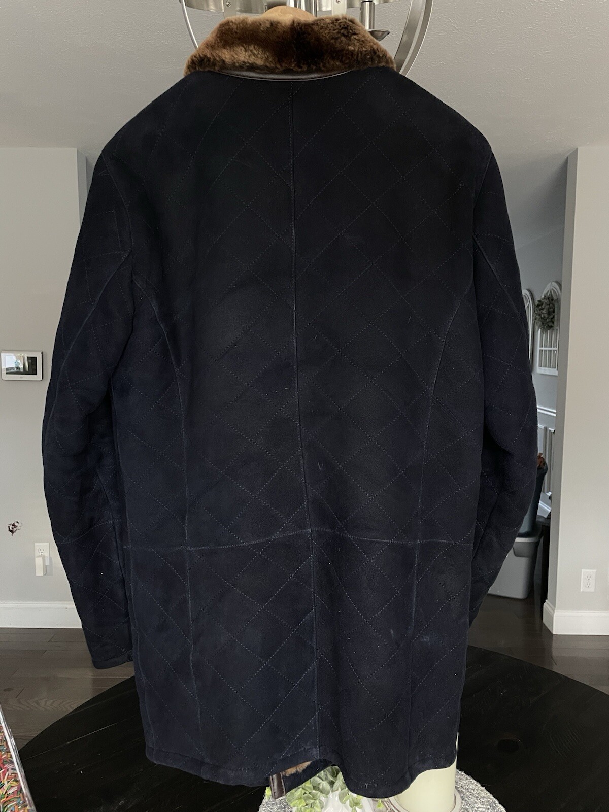 Overland Sheepskin Company: Hayes Quilted Sheepskin Size 36 Blue/Navy ...