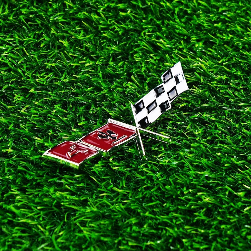 2pcs For 77-79 Corvette C3 Front Fender Cross Crossed Flags Emblem ...