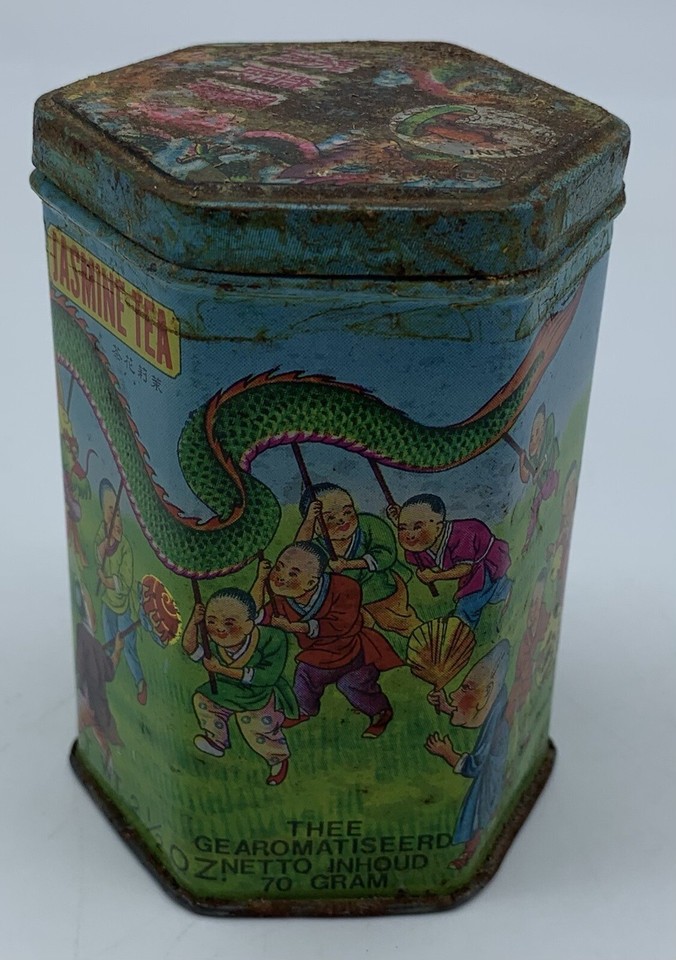 Jasmine Tea Tin Box Net Wt 2 Kwong San Tea Kennedy Vintage Empty | eBay