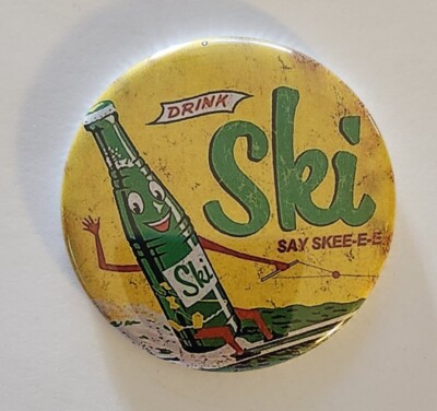 Ski Soda Drink Magnet/Mirror/Pin Back 2.25" Round Vintage Sign | eBay