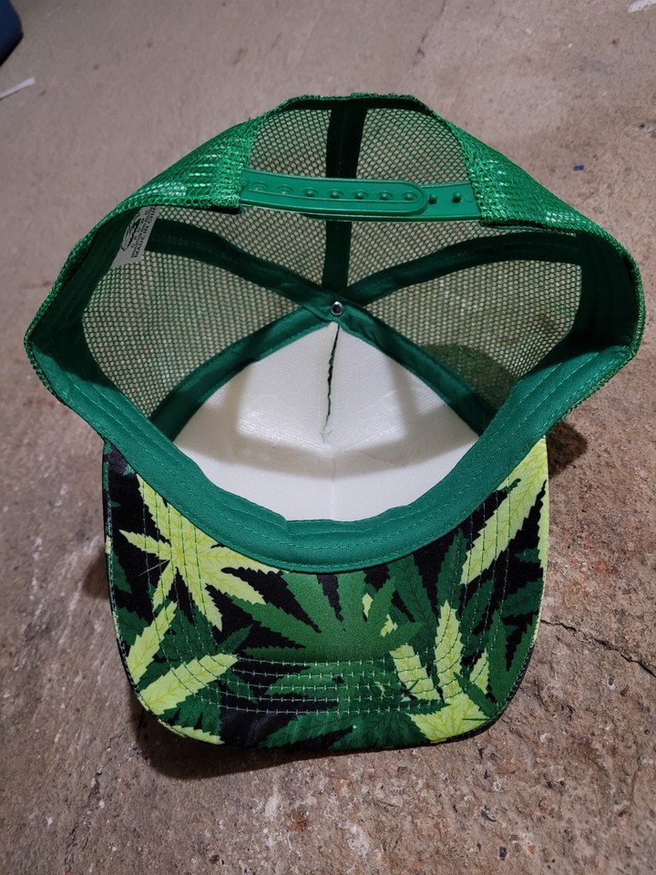 Buffalo Bills Marijuana Trucker Hat Snapback Ultra Rare Red Helmet Weed ...