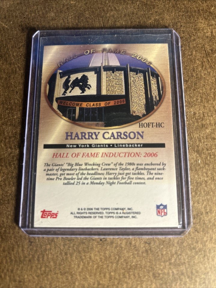 Harry Carson 2006 Topps Class of 2006 Hall of Fame Card #HOFT-HC New ...