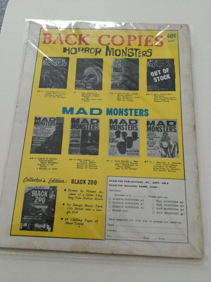 Horror Monsters Magazine - Issue #8 - 1964 | eBay